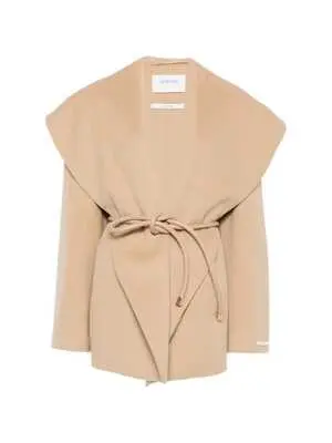 Sportmax Belted Shawl-collar Jacket - Beige