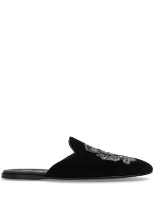 Dolce & Gabbana Embroidered Slippers - Black
