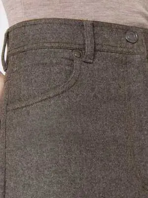 Max Mara Wide-leg Felted Wool Trousers Brown-grey