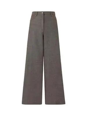 Max Mara Wide-leg Felted Wool Trousers Brown-grey - Gray