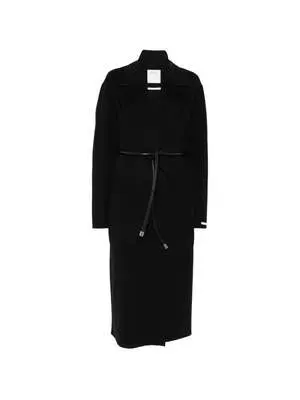 Sportmax Zannata Belted Coat With Notch Lapels - Black