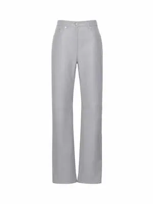 Sportmax 5-pocket Leather And Suede Trousers – Medium Grey