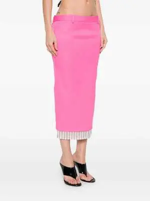 Attico Midi Skirt With Striped Hem - Multicolor
