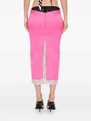 Attico Midi Skirt With Striped Hem - Multicolor