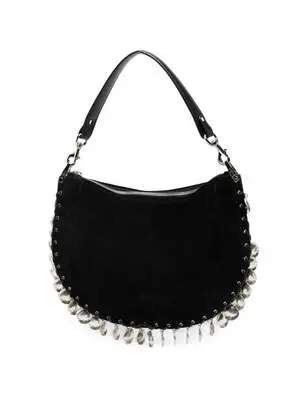 Isabel Marant Étoile Marant Oskan Shoulder Bag In Soft Calf Suede With Medallions And Zipper - Black