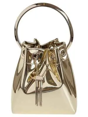 JIMMY CHOO Bon Bon Drawstring Bucket Bag - Silver