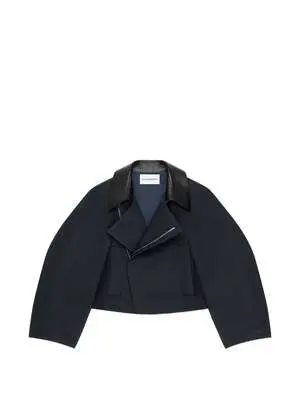 Givenchy Short Cotton And Wool Coat With Leather Collar