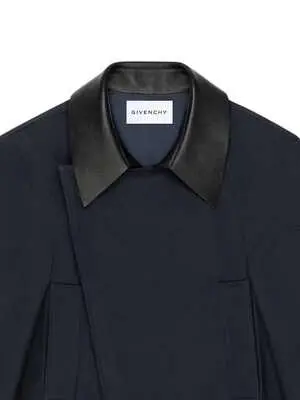 Givenchy Short Cotton And Wool Coat With Leather Collar