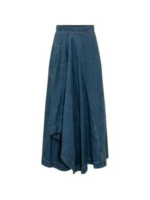 Givenchy Asymmetric Long Skirt In Medium- Denim