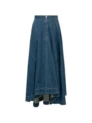 Givenchy Asymmetric Long Skirt In Medium- Denim