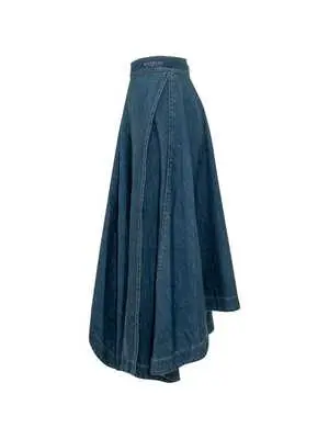 Givenchy Asymmetric Long Skirt In Medium- Denim