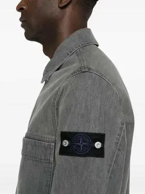 Stone Island Denim Jacket With Logo Patch