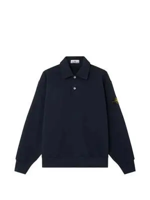 Stone Island Tubular Cotton Fleece Polo Shirt - Blue