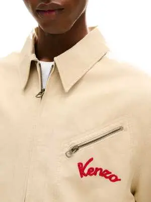 Kenzo Varsity` Embroidered Cotton Jacket - Brown