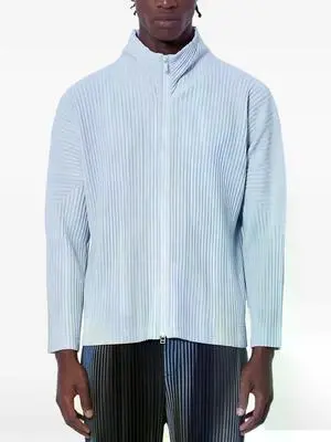 Issey Miyake Pleated Zip-up Jacket - Grey