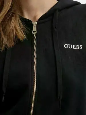 Guess Logo-embroidered Zip-up Hoodie