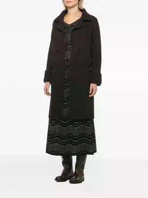 D.exterior Double-breasted Ribbed-trim Coat