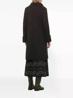 D.exterior Double-breasted Ribbed-trim Coat