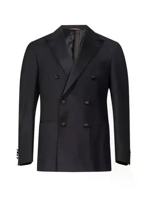 Canali Double-breasted Peaked-lapel Suit - Black