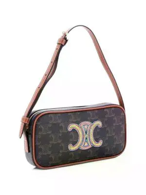 Celine Cuir Triomphe Camera Embroidered Triomphe Coated Canvas With Leather Small Shoulder Bag