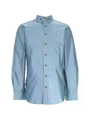 VIVIENNE WESTWOOD Two Button Krall Orb-embroidered Shirt - Blue