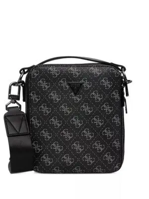 Guess Monogram-print Messenger Bag - Black