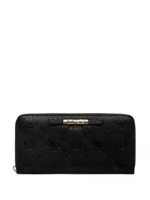 Guess Carmella Logo-embossed Zip-around Wallet - Black