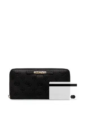 Guess Carmella Logo-embossed Zip-around Wallet - Black