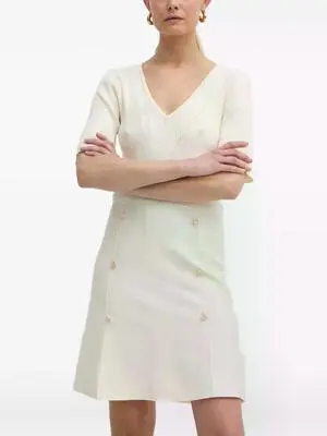 MORGAN Button-embellished V-neck Mini Dress