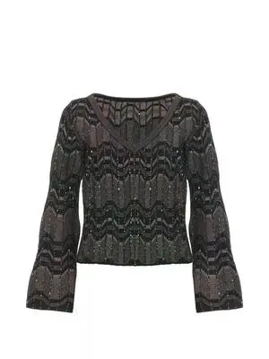D.exterior Sequin-embellished Geometric-pattern Sweater - Brown