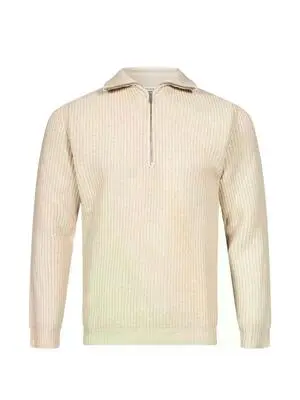 MANIFATTURE DEL NORD Ribbed Quarter-zip Sweater - Neutrals
