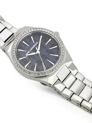 Karl Lagerfeld Crystal-embellished Monogram-dial 30mm Watch