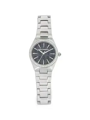 Karl Lagerfeld Crystal-embellished Monogram-dial 30mm Watch - Black
