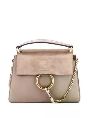 Chloé Faye Top Handle Bag Leather And Suede Small Satchel - Neutrals