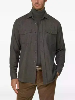 Boggi Milano Overshirt In Mélange Wool Flannel