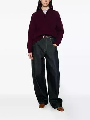MC2 SAINT BARTH Isalyn Ribbed-knit Quarter-zip Sweater - Red