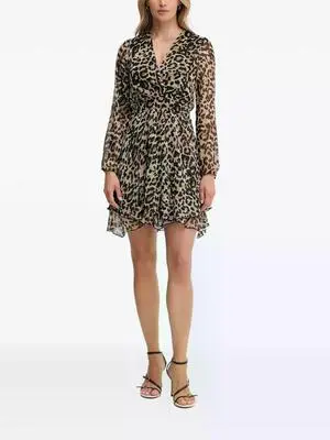 MORGAN Leopard-print Wrap-style Mini Dress - Neutrals