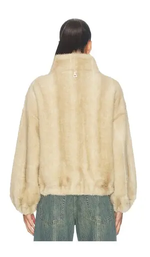 Apparis Iris Shaved Faux Mink Bomber Jacket In Beige - Latte