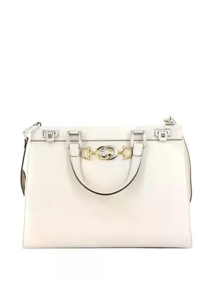 Gucci Zumi Top Handle Bag Leather Medium Satchel - White