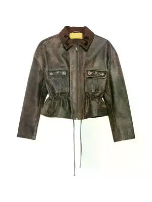 PHILIPPA 1970 Iris Crystal-embellished Drawstring Leather Jacket