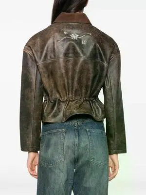 PHILIPPA 1970 Iris Crystal-embellished Drawstring Leather Jacket