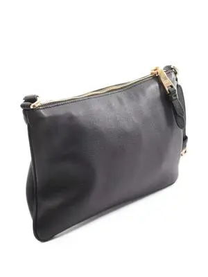 Prada 2010s Logo Plate Shoulder Bag - Black