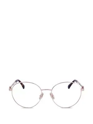 Max Mara Logo-plaque Round-frame Glasses - Gold