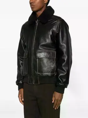 AMARANTO Shearling-collar Leather Jacket