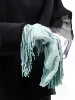 Carven Fringed Leather Gloves