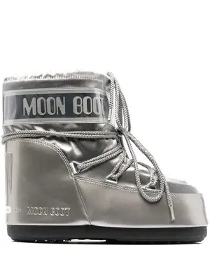 Moon Boot Icon Low Glance Boots In Silver Satin