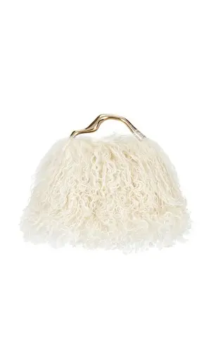 Cult Gaia Solene Mini Top Handle In Cream - Natural Shearling
