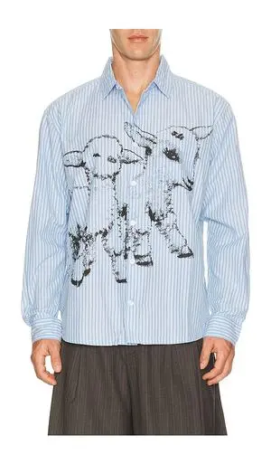 Obey Billy Woven Shirt In Blue - Light Blue Multi