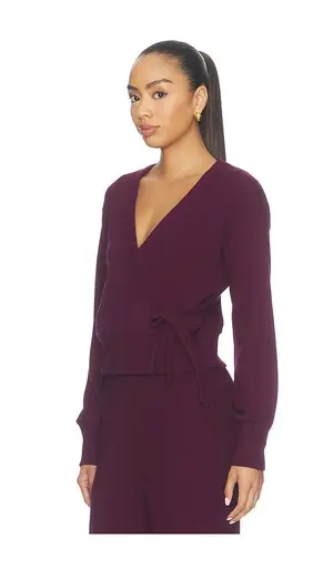 Beyond Yoga Rest Day Waffle Wrap Pullover In Burgundy