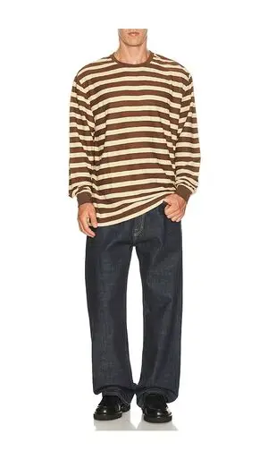 RHYTHM Textured Stripe Long Sleeve Tee Shirt